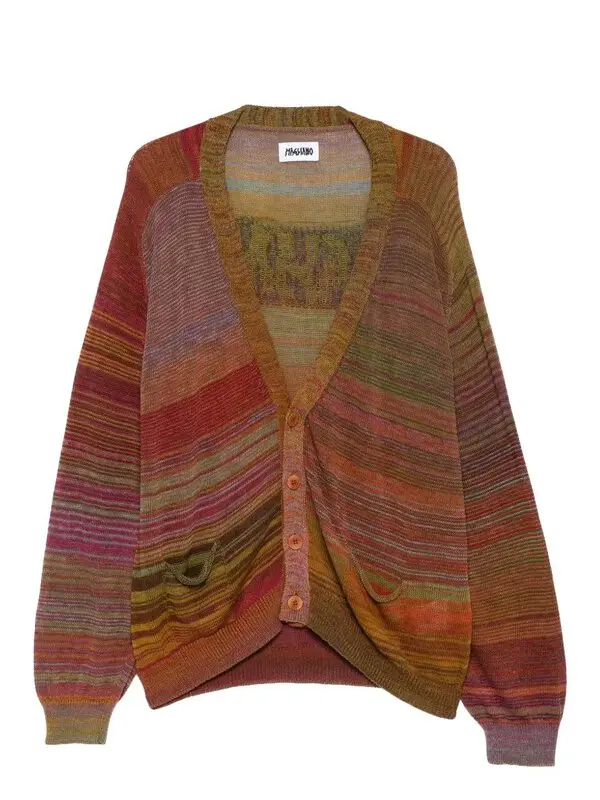 MAGLIANO Horizontal Stripe V-neck Cardigan - Red