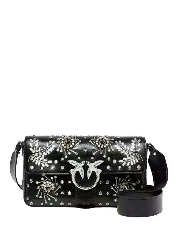 Pinko Love Birds Embellished Shoulder Bag - Black