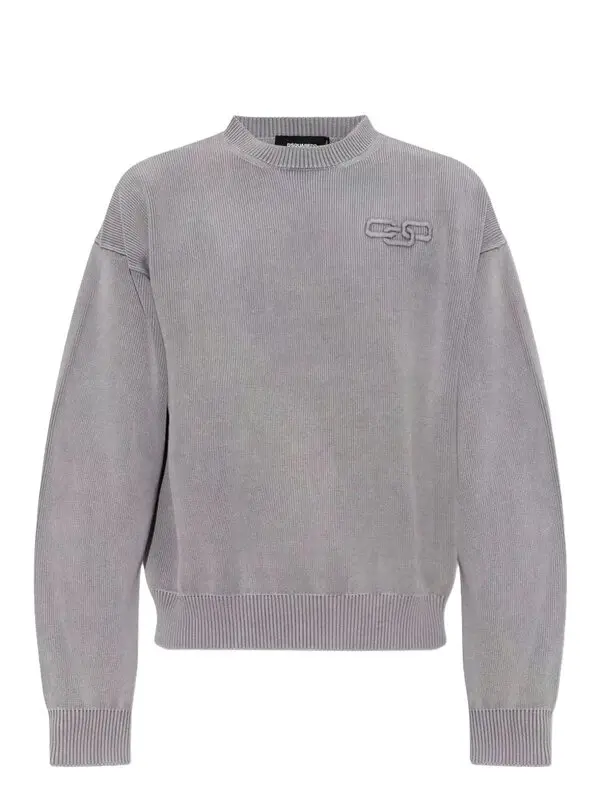 Dsquared2 Embroidered Logo Mock Neck Sweater - Grey