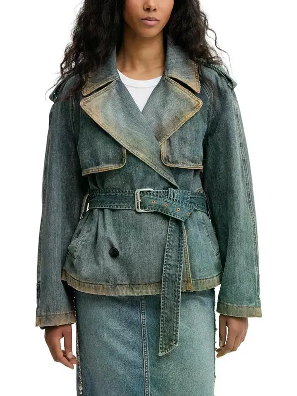 Miss Sixty Belted Double-breasted Denim Jacket - Blue