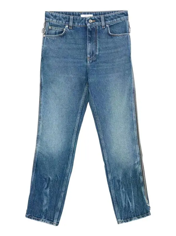 Rabanne Cropped Jeans With Side Zip Detail - Blue