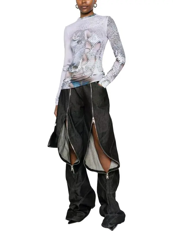 VICTOR CLAVELLY Long-sleeve T-shirt With Graphic Print - Grey