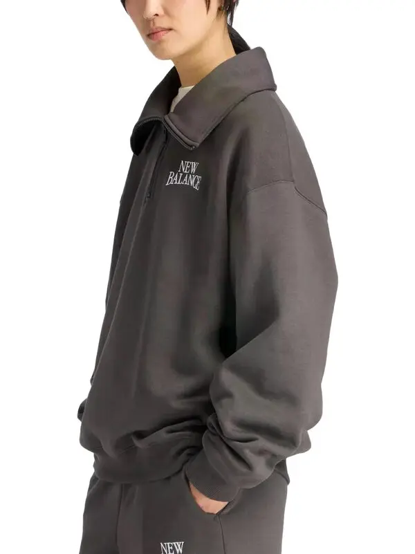NEW BALANCE Trackside Embroidered Half Zip Sweatshirt - Grey