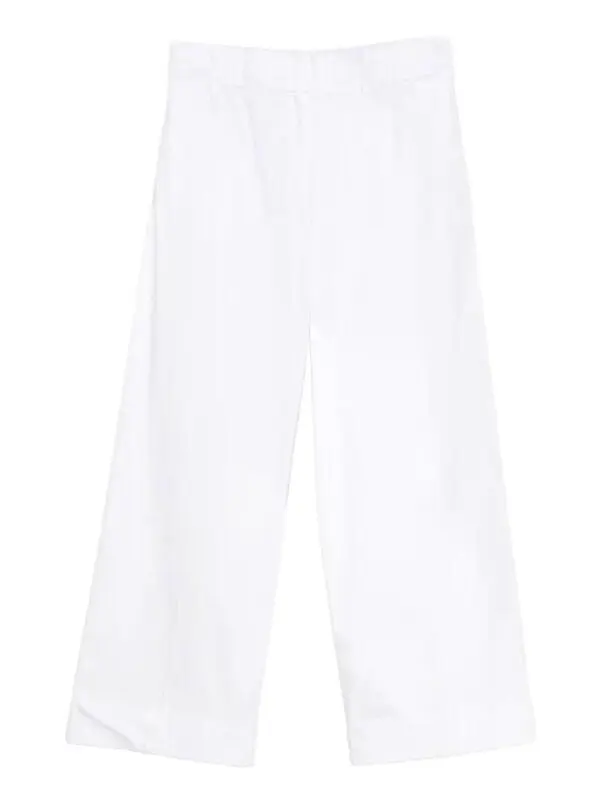 D.exterior Elasticated Waistband Cropped Wide Leg Trousers - White