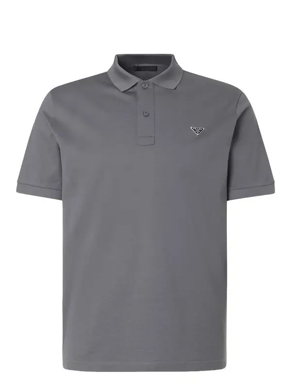 Prada Cotton Pique Polo Shirt - Grey