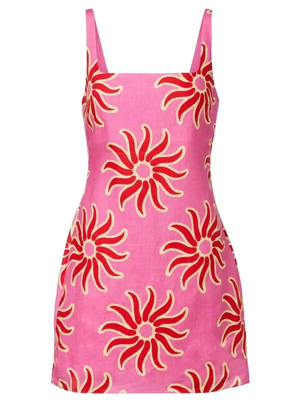 CALA DE LA CRUZ Printed Linen Mini Dress - Multicoloured