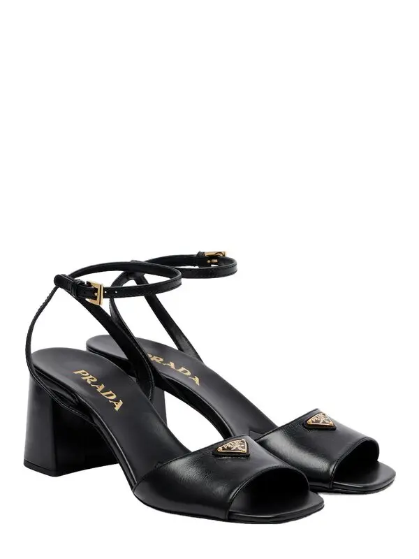 Prada Leather Slingback Sandals - Black