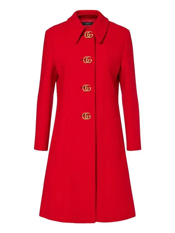 Gucci Double G Wool Coat - Red