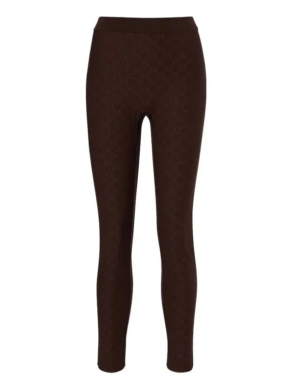 Gucci Gg Jersey Jacquard Leggings - Brown