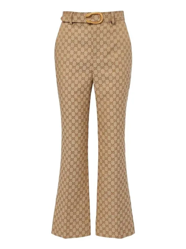 Gucci Gg Canvas Flared Pants - Beige