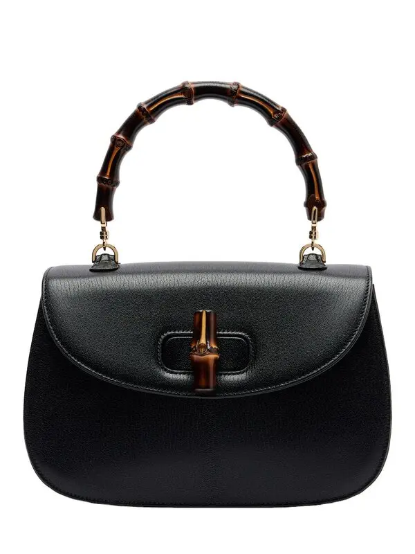 Gucci Bamboo 1947 Medium Leather Top-handle Bag - Black