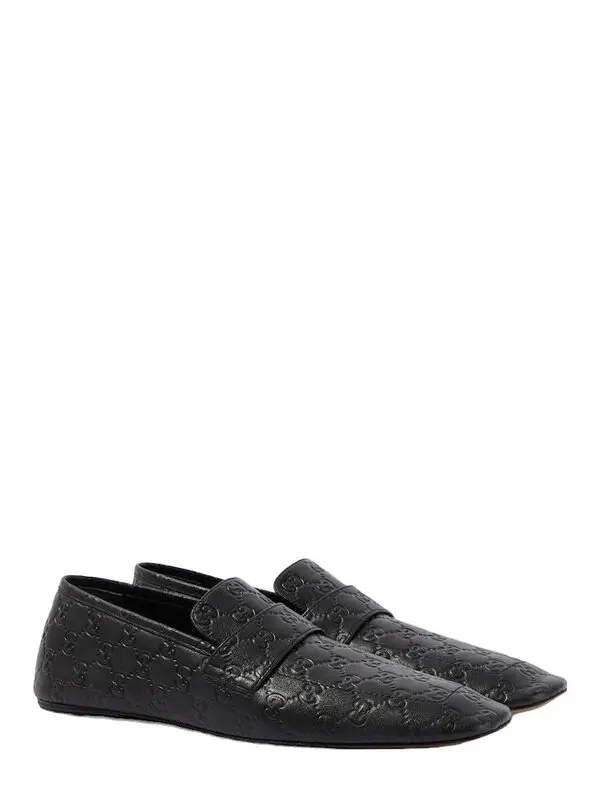 Gucci Gg Embossed Leather Loafers - Black