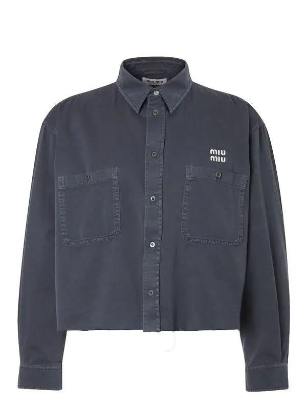 Miu Miu Logo Denim Shirt - Blue