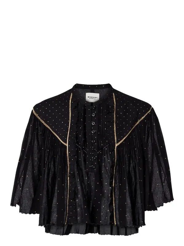 MARANT ETOILE Marat Etoile Embellished Cropped Cotton Top - Black