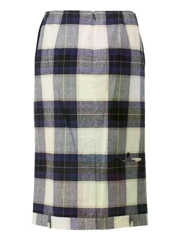 PUSHBUTTON Plaid Pattern Midi Skirt - Neutrals