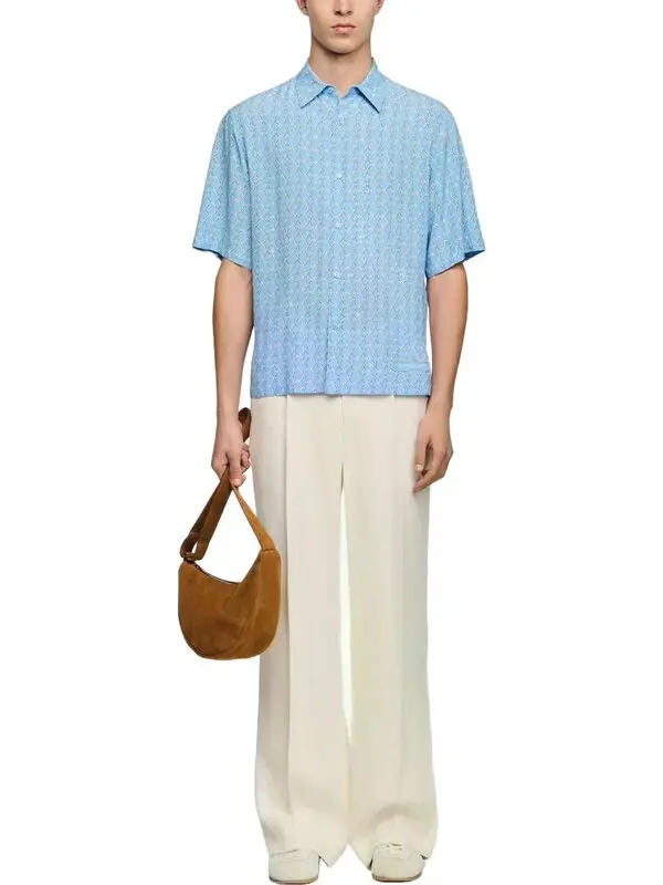 Sandro Link Print Loose-fit Shirt - Blue