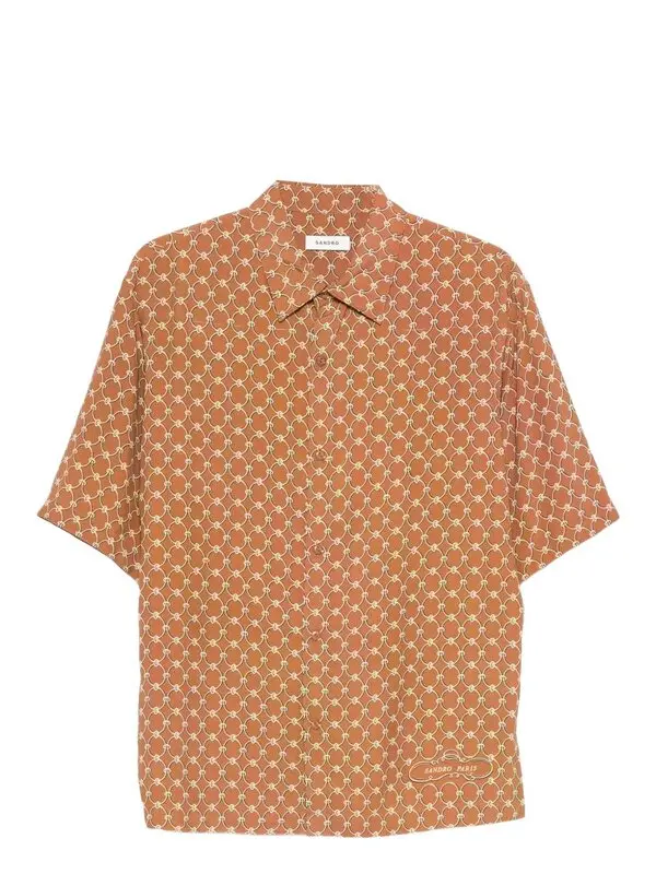 Sandro Link Print Loose-fit Shirt - Brown