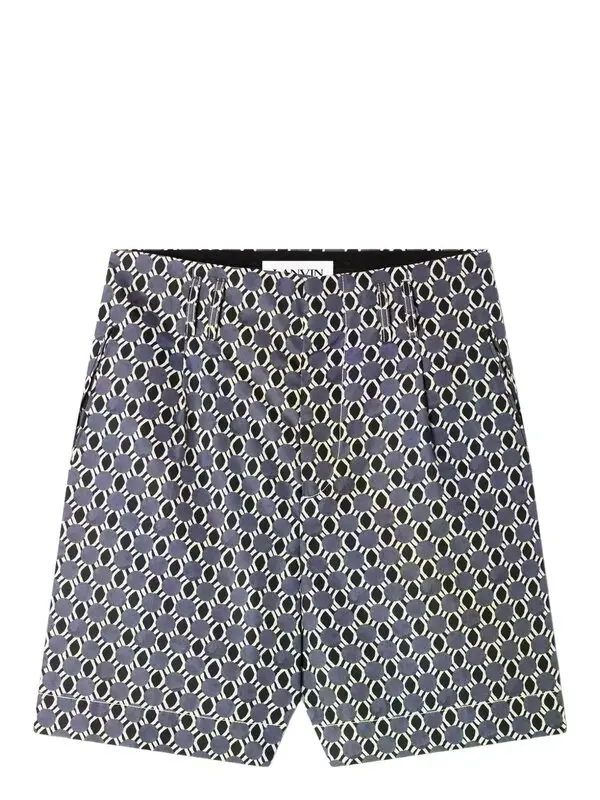 LANVIN Geometric Pattern Cotton Shorts - Blue