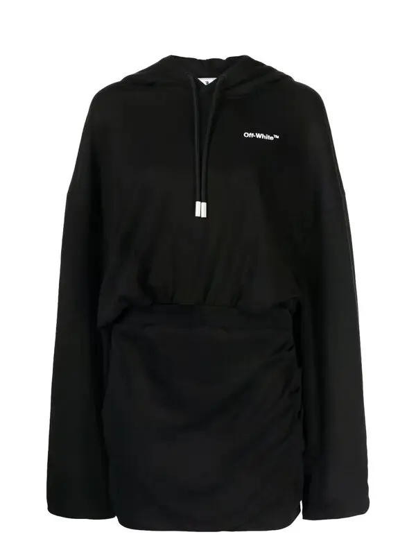Off-White Logo-embroidered Cotton Hoodie - Black