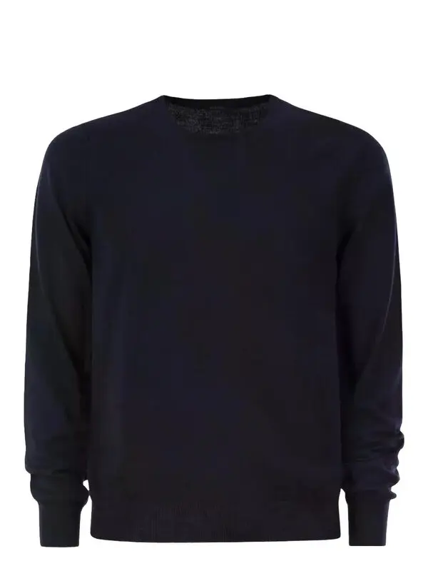 Kiton Crew Neck Wool Pullover - Blue
