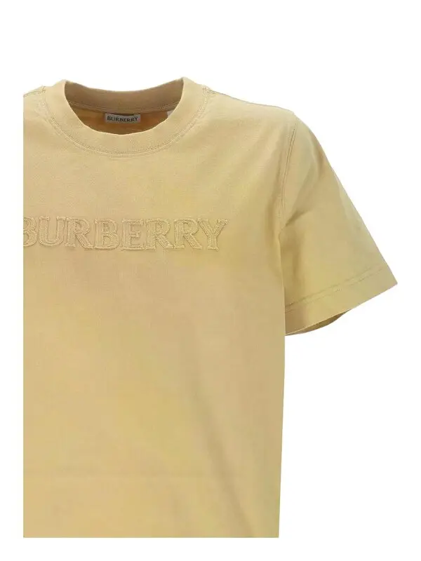 Burberry Logo Embroidered T-shirt - Neutrals