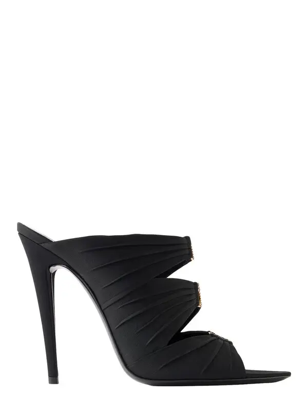 Saint Laurent Emilie 110 Crystal-embellished Gathered Satin Sandals - Black