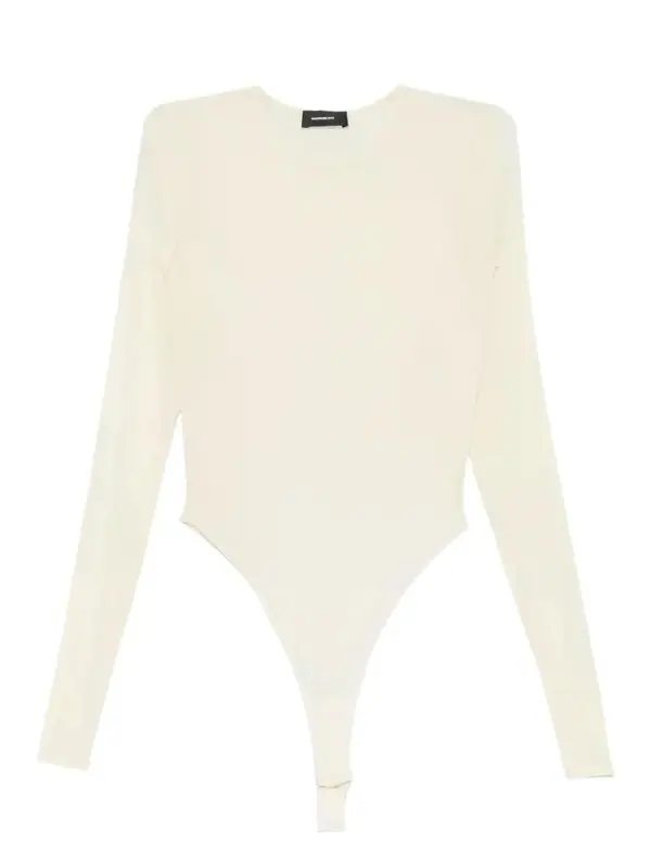 Wardrobe.NYC Sheer Long Sleeve Bodysuit - Neutrals