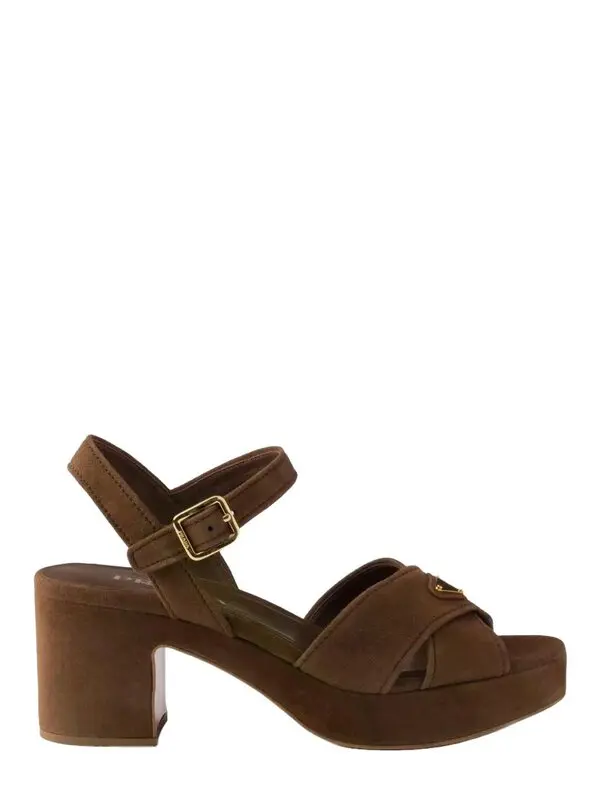 Prada Suede Platform Sandals - Brown