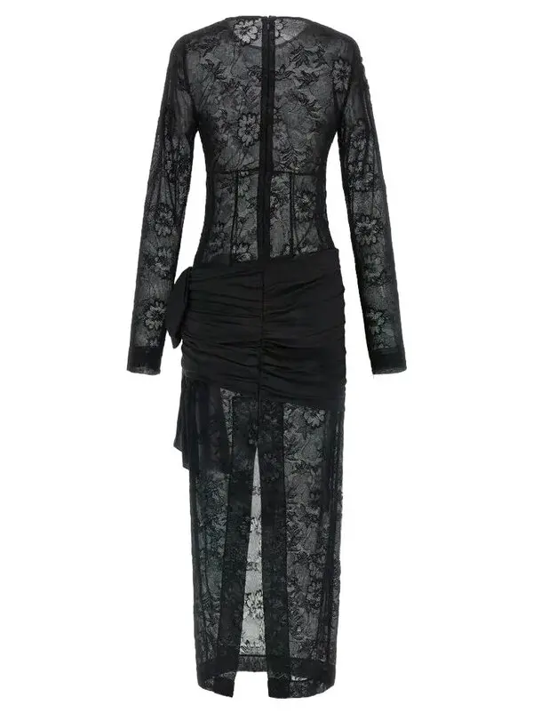 Alessandra Rich Lace Bow Dress - Black