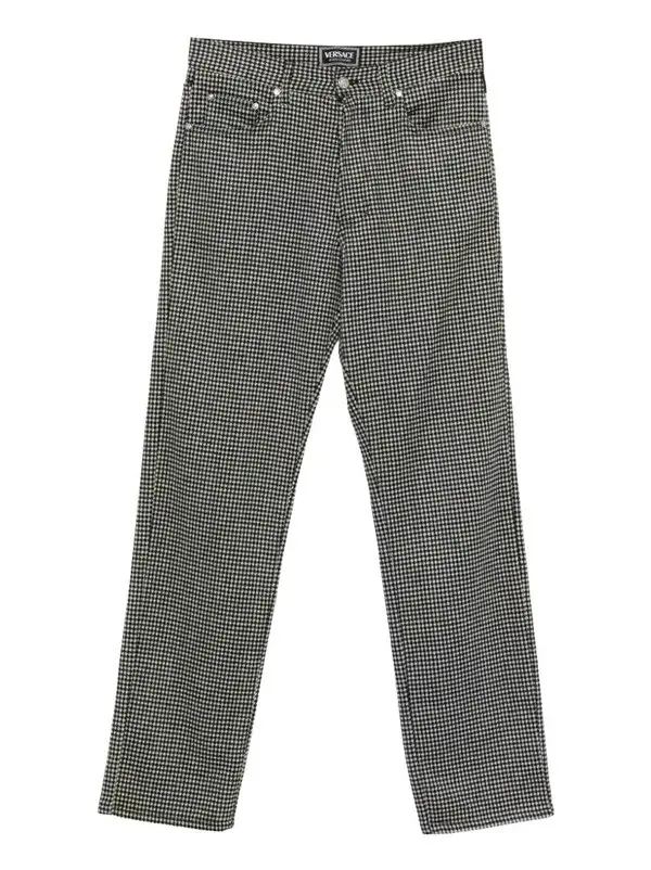 Versace 1990s Checked Wool Trousers - Black