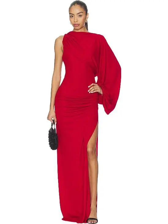 Andamane Selene One Shoulder Maxi Dress - Red