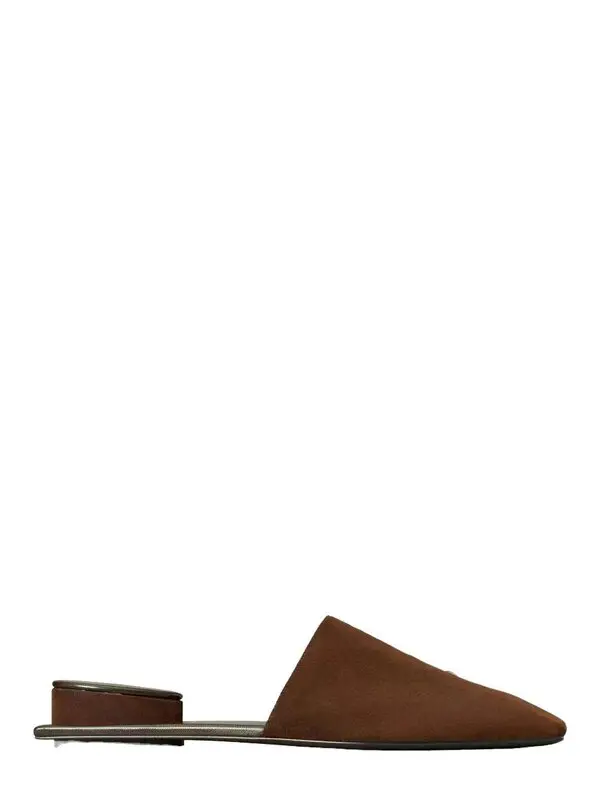Tory Burch Suede Pierced Mules With Silver-tone Hardware - Brown