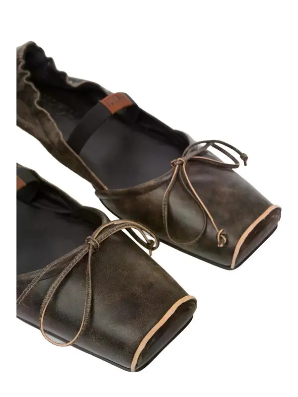 MAISON MARGIELA Square Toe Bow Ballerina Shoes - Black