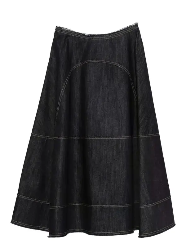 TELA Raw Edge Panelled Midi Skirt - Blue