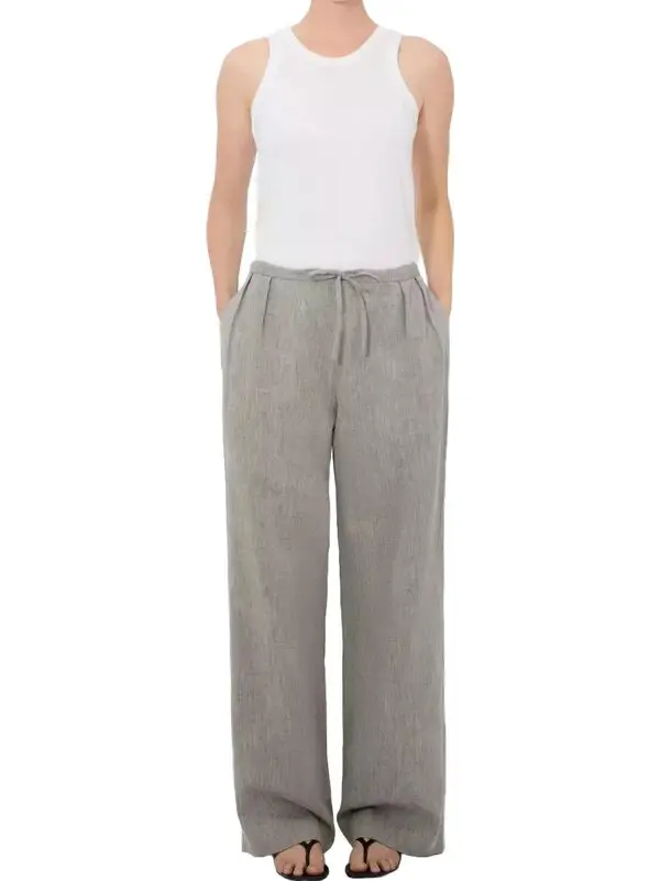 Loulou De Saison Clark Pleated Drawstring Trousers - Grey