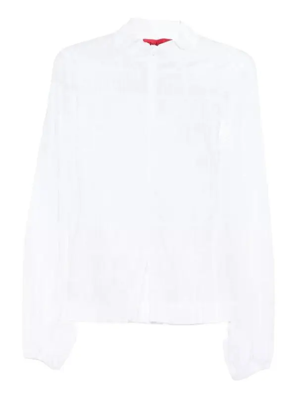 THELATEST Balloon Sleeve Shirt With High Neck And Zip Fastening - White