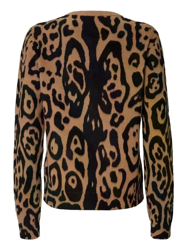 Fendi Beige And Black Leo Wool And Cashmere Cardigan - Brown