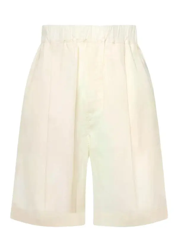 LANEUS Cream Elasticated Waistband Shorts - Neutrals