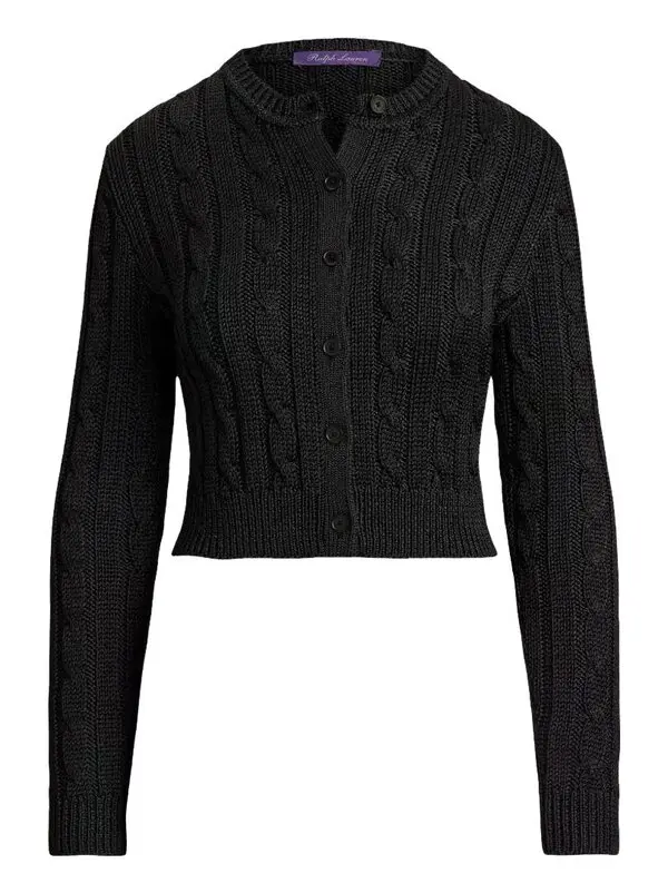 Ralph Lauren Cable Knit Cropped Cardigan - Black