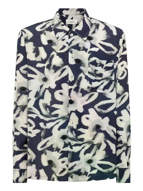 LANEUS Floral-print Shirt - Blue