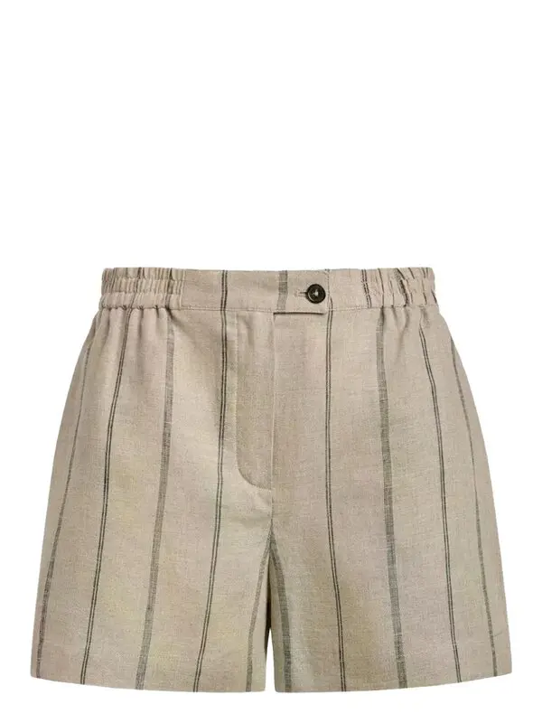 12 STOREEZ Striped Elasticated Waistband Shorts - Neutrals