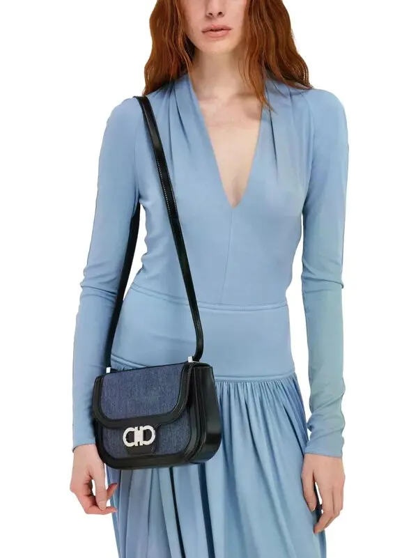 FERRAGAMO Double Gancini Crossbody Bag - Blue