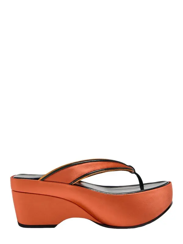 Dries Van Noten Satin Thong Wedge Sandals - Orange