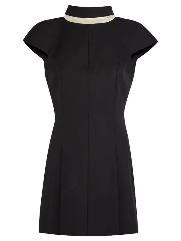 ARMARIUM Ersilia Reverse Collar Wool Mini Dress - Black