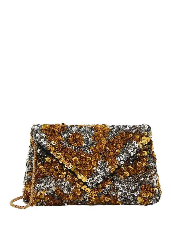 Dries Van Noten Embellished Satin Clutch Bag - Silver