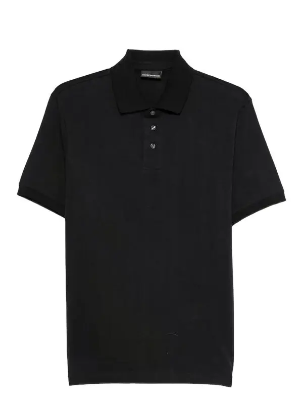 Emporio Armani Monogram-pattern Polo Shirt - Blue
