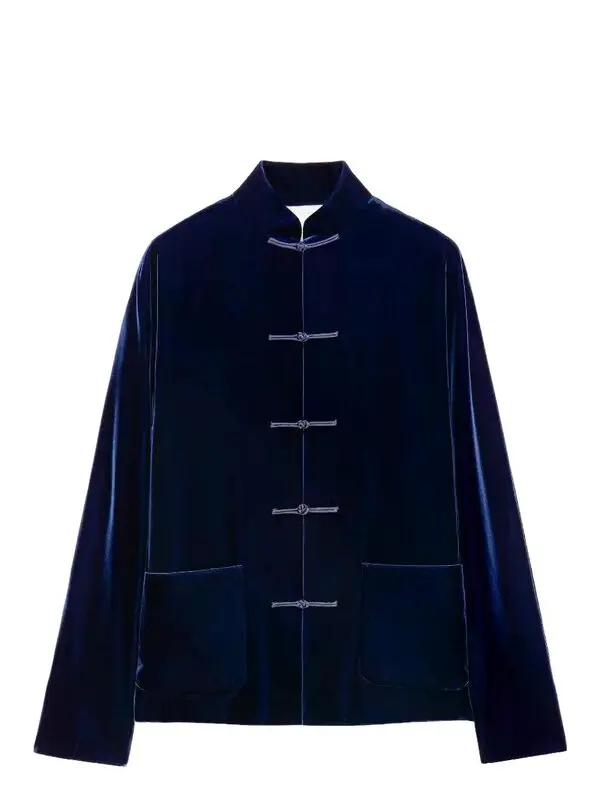 Shanghai Tang Knot-button Pocket Jacket - Blue