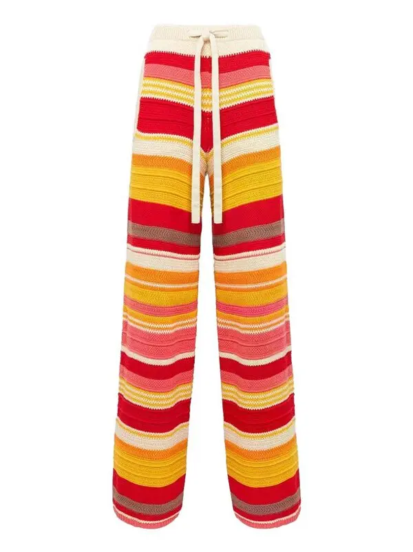 LANEUS Striped Drawstring Trousers - Red