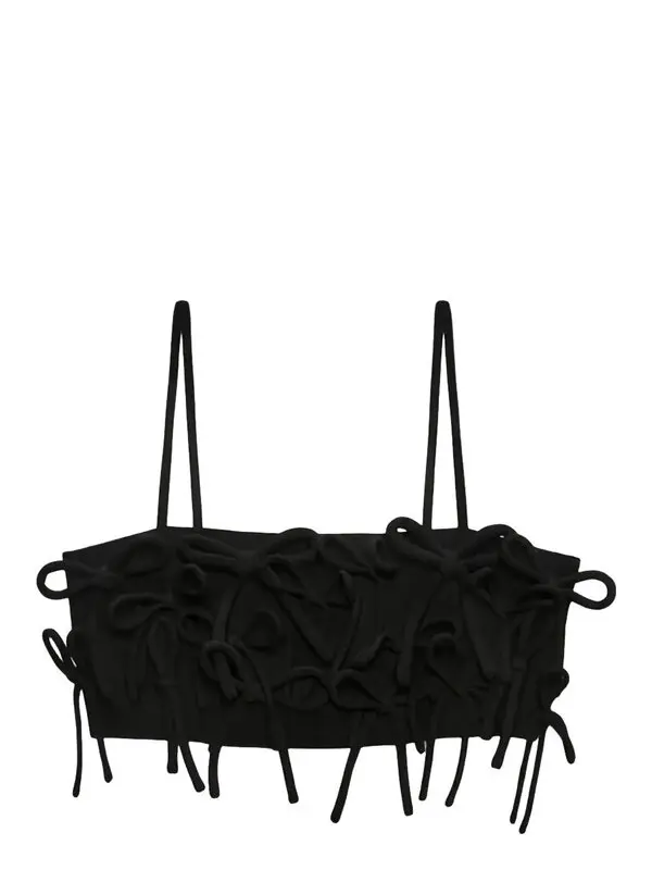 MSGM Cropped Cady Top With Knot Detailing - Black