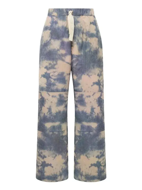 LANEUS Tie-dye Elasticated-waistband Trousers - Blue